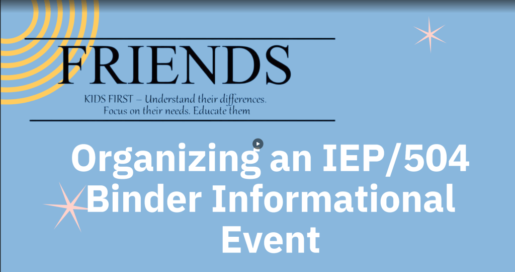 IEP/504 Binder – Friends of Different Learners